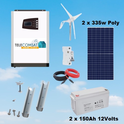 Kit Híbrido Solar Eólico - C - 3.000 Watts MPPT- Alta Eficiencia Panel ...