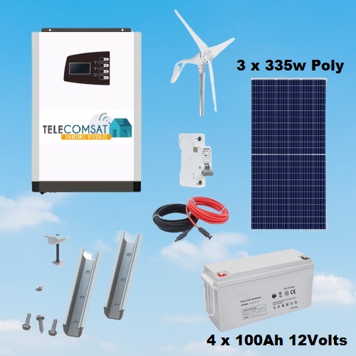 Kit Híbrido Solar Eólico - D - 3.000 Watts MPPT- Alta Eficiencia Panel ...